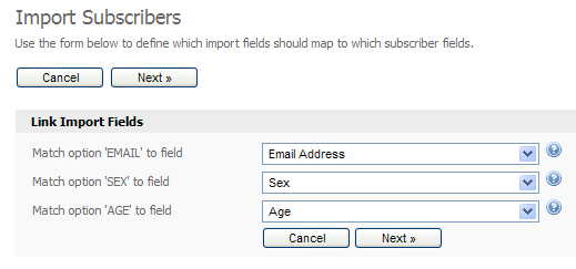 Mapping subscriber fields